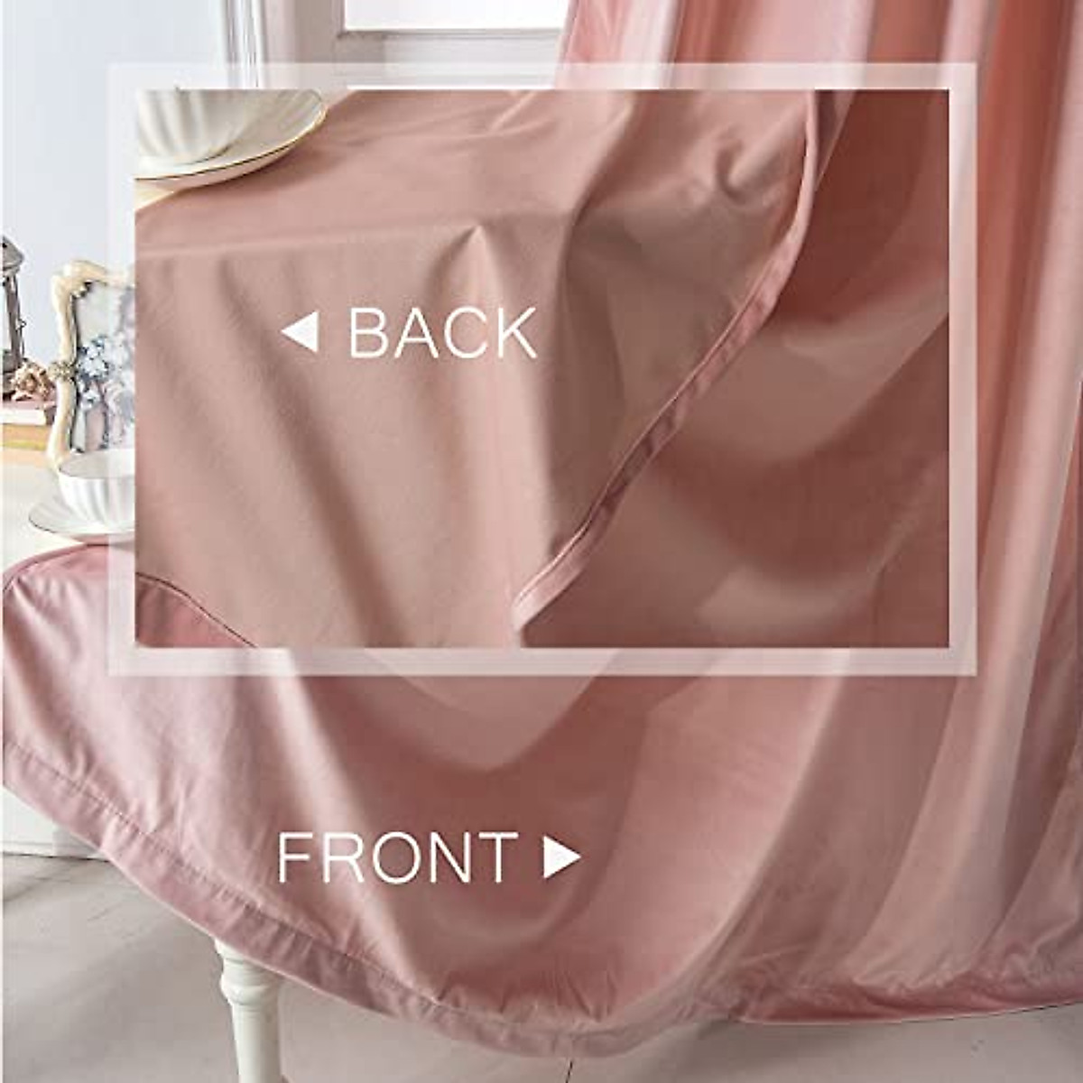 Tony's collection Blush Velvet Curtains 96 inches Super Soft Nursery Decor Room Darkening Curtains Privacy Protect Velvet Drapes for Kids Room/Slid Glass Door(52x95 Inch, Blush, 2 Panels)