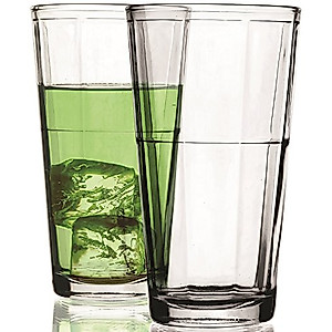 Circleware Boardwalk Highball Tumbler Drinking Glasses, Set of 4, Kitchen Entertainment Heavy Ice Tea Beverage Cups Glassware for Water, Beer, Juice, Bar Liquor Farmhouse Decor, 15.75 oz, Clear