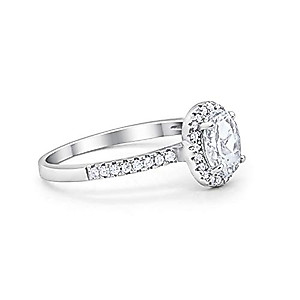 Blue Apple Co. Halo Wedding Engagement Ring Oval Round Simulated Cubic ZirconiaCubic Zirconia 925 Sterling Silver Size-5