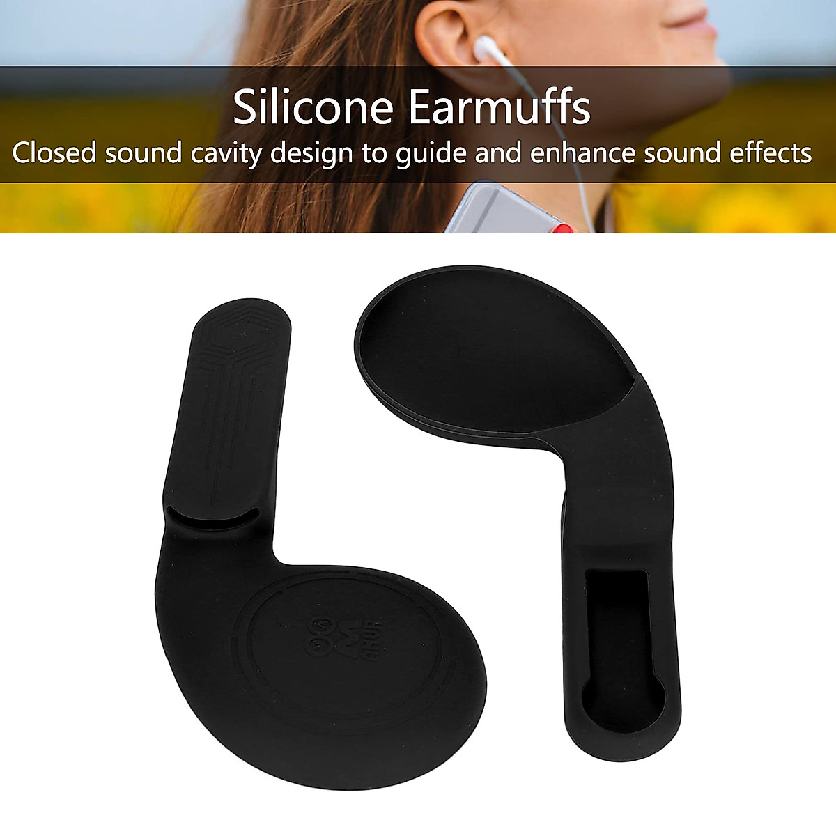 Silicone Ear Muffs for 2 VR Headset, Headphone Extension Cover, Enhancing Sound Solution for 2(Black)