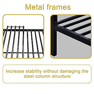 SUXXAN Metal Bunk Bed, Twin-Over-Twin Size Beds with Secure Guard Rail & Ladder, Large Space/Noise-Free/Black (Assembly Required)