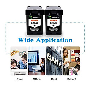 NineLeaf Remanufactured 62XL High Yield Ink Cartridge C2P05AN Compatible for HP Envy 5640 5642 5643 5644 5646 5660 7640 7645 OfficeJet 5740 5741 5742 5743 5745 8040 200 250 Printer （2 Pack, Black