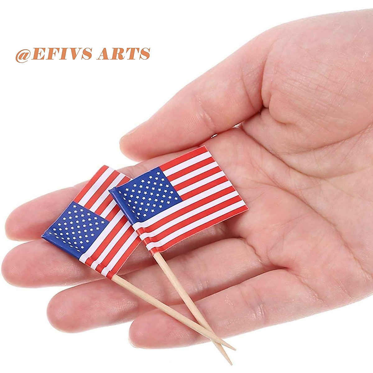 Efivs Arts 100 Pcs 4th of July American Toothpick Flag Toppers Cake Decorations Independence Day Patriotic Cupcake Toppers Picks for Army Graduation Party Supplies