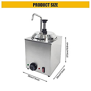 650W Electric Hot Fudge Warmer,Cheese Dispenser with Pump,2.3L Cheese Sauce Warmer Pump Dispenser,Stainless Steel Cheese Pump Dispenser for Fudge Cheese Caramel,30-110℃ (B)