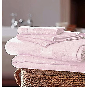 BOUTIQUO 8 Piece Towel Set 100% Ring Spun Cotton, 2 Bath Towels 27X54, 2 Hand Towels 16X28 and 4 Washcloths 13X13 - Ultra Soft Highly Absorbent Machine Washable Hotel Spa Quality - Pink