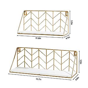 ZGZD White Floating Shelves Wall Mounted Set of 2 Wood Storage for Bedroom, Living Room, Bathroom, Kitchen, Office, Small and Large
