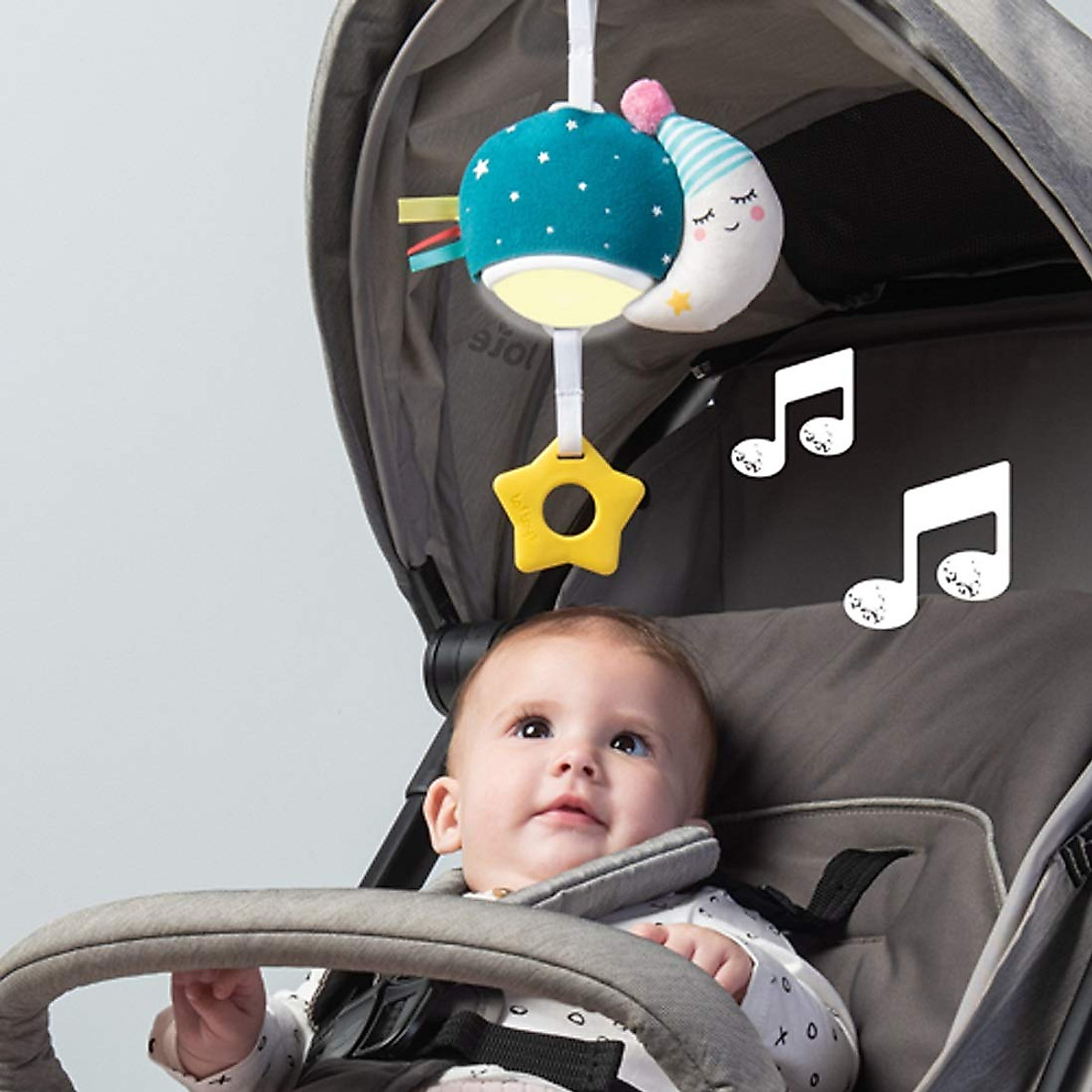 Taf Toys Musical Mini Moon, On-The-Go Pull Down Hanging Music and Lights Infant Toy | Parent and Baby’s Travel Companion, Soothe Baby, Keeps Baby Relaxed While Strolling, for Newborns and Up