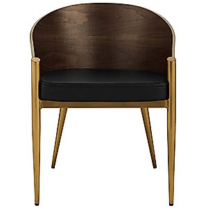 Modway Cooper Mid-Century Dining Chair in Faux Leather Upholstered Seat and Gold Legs in Gold