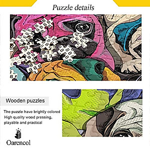 Oarencol Colorful Pug Jigsaw Puzzle Funny Animal Dog 1000 Pieces Puzzles for Adults Kids DIY Gifts
