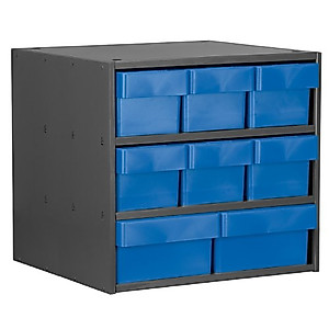 Akro-Mils 31182 AkroDrawer Stackable Plastic Storage Drawer Storage Bin, (11-5/8-Inch x 8-3/8-Inch x 4-5/8-Inch), Blue, (4-Pack)