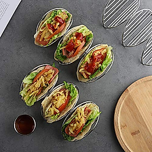 Taco Holder Stand Set of 3 Stainless Steel Taco Tray Style Each Rack Holds Up to 3 Tacos Stand for Tortillas, Burritos, Parties & Restaurants
