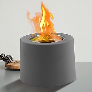 Tabletop Fire Pit, Rubbing Alcohol Fireplace Firepit Indoor Outdoor, Bio Ethanol Ventless Fire Pit, Mini Concrete Fire Bowl Clean Burning Real Flame for Patio Balcony