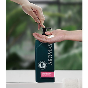 Aromase Red Rose Damage Recovery Conditioner, DAMASK ROSE OIL Detangles Frizzy Hair, CLEAN RINSE, JOJOBA OIL Deep Hydrate Moisturizer, LINOLENIC ACID Strengthen Hair Strands