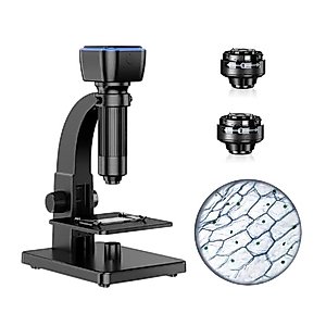 Digital Microscope, 0X-2000X Biological Microscope, WiFi ＆ USB Connection with Dual Lens, 11 LEDs, iOS ＆ Android Windows MacOS Compatible, for School Laboratory Home Education