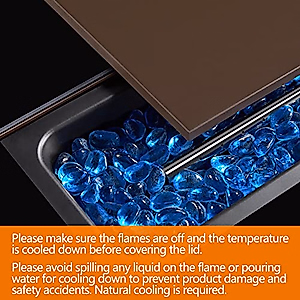 Topeakmart 43 inch Propane fire Pit Table 50,000 BTU Wicker Gas Fire Pit with Lid, Tempered Glass Tabletop, Fire Glass and Rain Cover, Outdoor Gas Fire Table for Patio Deck, Outside Heating, Brown