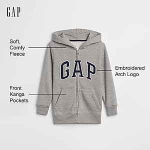 GAP boys Logo Hoodie Zip Sweatshirt, Pure Red V2, Small US