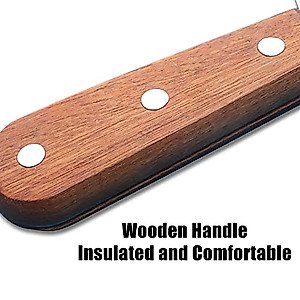 ZINC WEALD Grill Scraper for Griddle- 2pcs Stainless Steel Slant Grill Spatula Scraper Diner Flat Straight Blade with Riveted Wooden Handle for Teppanyaki, BBQ, Dough Pancake and Pizza