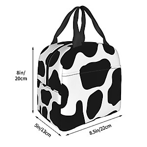 Black And White Cow Print Bags Reusable Snack Bag Food Container For Boys Girls Men Women School Work Travel Picnic Waterproof Outdoors Game Handbags For Adults