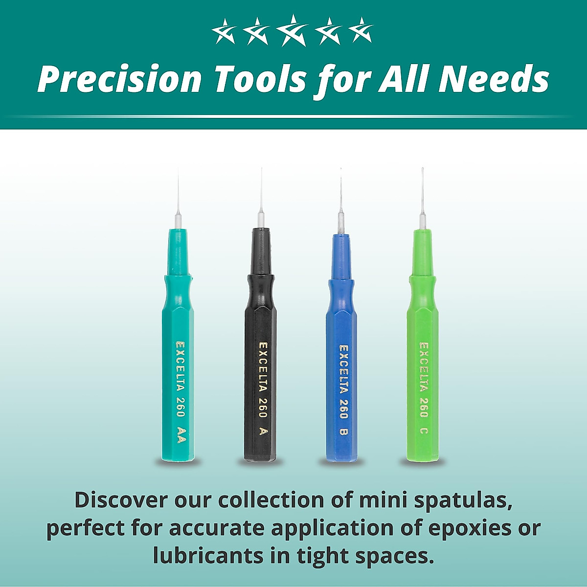 Excelta Mini-Spatula, 2.5" Stainless Steel Tip for Precision Epoxy & Lubricant Application, Professional