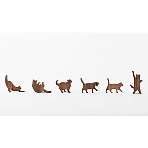 Comma Wooden Cat Pile Set #1 (Pink Thread, 6 Kittens)