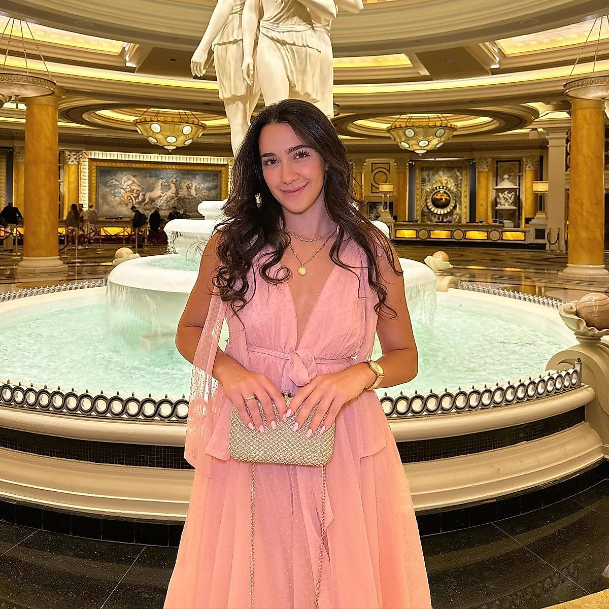 Dasein Womens Rhinestone Clutch Purse Sparkling Evening Bag with Crystal Clasp for Formal Prom Party Wedding (Gold)