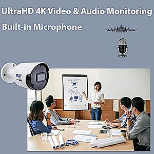 GW 4K Outdoor/Indoor Face Recognition/Human/Vehicle Detection Security Camera System, 32 Channel 8MP PoE NVR, 32 x 4K UltraHD Smart AI IP Microphone Bullet Camera, 24-7 Video & Audio Recording