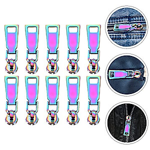 TEHAUX Rainbow Pulls Zipper Replacement 10pcs Metal Slider Zipper Repair Zipper for Sewing DIY Tailor Craft Coats Jacket Purses Luggage Backpacks Bags Shoes