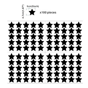 100 Pcs/Set Star Decal for Wall Sticker Removable Peel and Stick Vinyl Decoration Home Bedroom Living Room Nursery DIY Patten Decor YMX64 (Black)