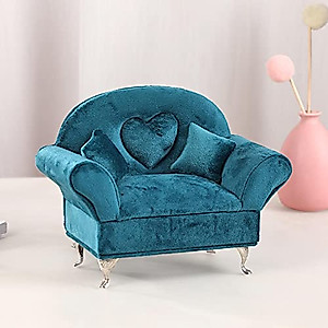 rockible Fashion Sofa Bed Jewelry Box Dollhouse Furniture Women Jewelry Case Jewelry Trinket Box for Bedside Table Living Room Closet Dresser Decor, Green