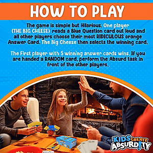Kids Create Absurdity Funny Card-Game for Kids Family Game Night-Laugh Until You Cry- Stocking-Stuffer-for-Kids A Fun Fill in The Blank Card Game for Ages 6-12 Years Old.