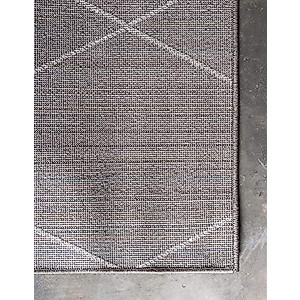 Unique Loom Trellis Frieze Collection Area Rug - Geometric (5' Square, Dark Gray/ Ivory)