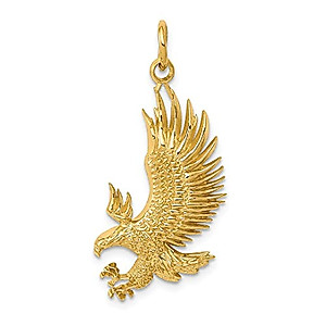 IceCarats 14K Yellow Gold Bald Eagle Symbol of Strength Freedom Hawk Bird Necklace Pendant Charm Only