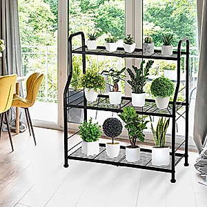 EASEPRES Metal Plant Stand 3 Tier Indoor Plant Shelf, Plant Display Rack, Multiple Flower Pot Holder for Garden, Balcony, Patio, Corner, Window, Living Room, Outdoor