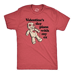 Mens Valentines Day Plans with My Ex T Shirt Funny Voodoo Doll Joke Tee for Guys Mens Funny T Shirts Love T Shirt for Men Funny Sarcastic T Shirt Novelty Red - EX L