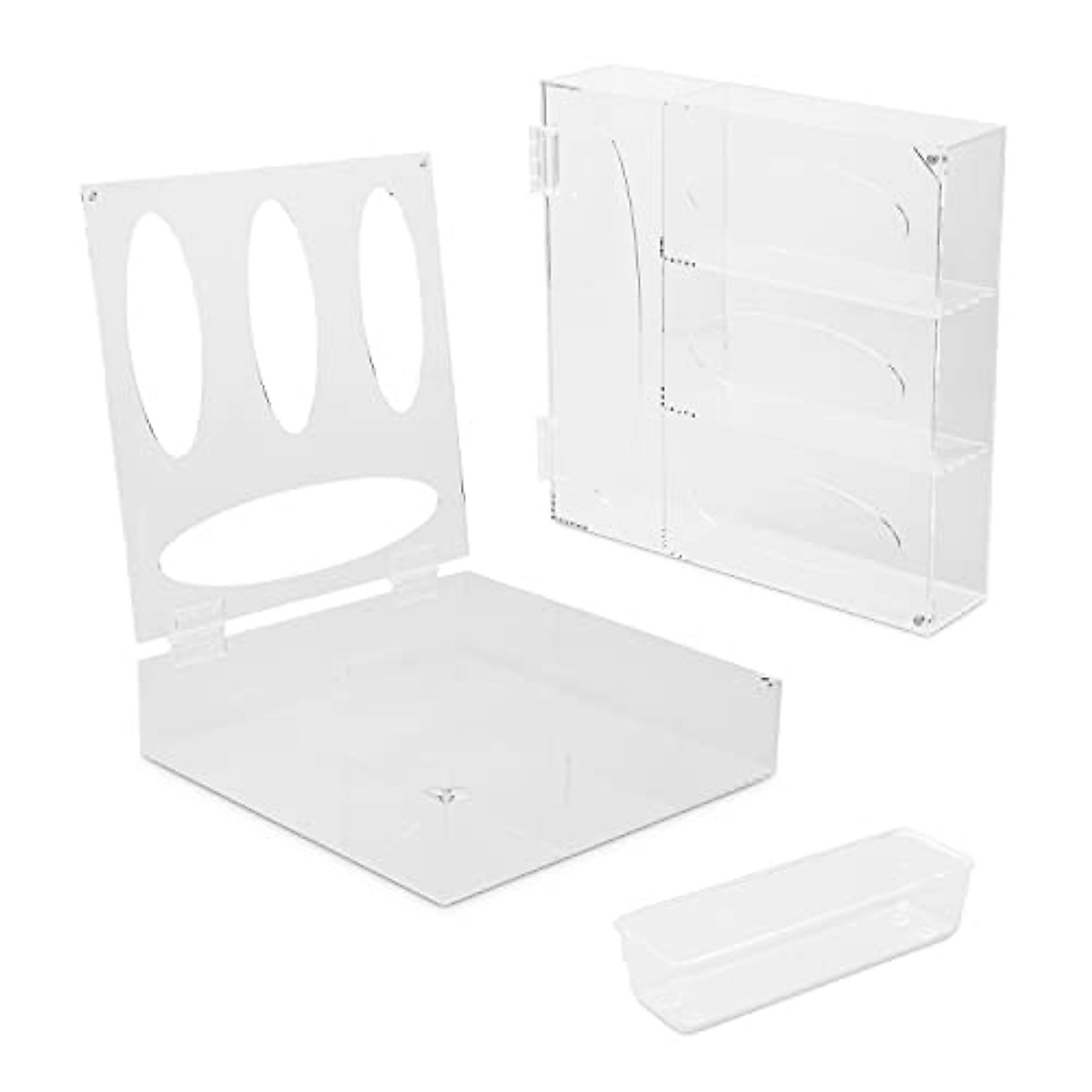 Details lab Ziplock Bag Storage Organizer with Clear Acrylic Bonus Drawer, Holds Plastic Food Baggies for Kitchen Pantry Drawer, Compatible with All-Size Ziploc Bags, Food Container Organizer