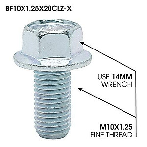 (15pcs) BelMetric M10X1.25X20mm JIS Hex Head Flange Bolt 14mm Wrench, Class 10.9 Plated Zinc for Automobile, Motorcycle, and Mechanical Applications BF10X1.25X20CLZ