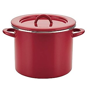 Rachael Ray Create Delicious Stock Pot/Stockpot with Lid - 12 Quart, Red