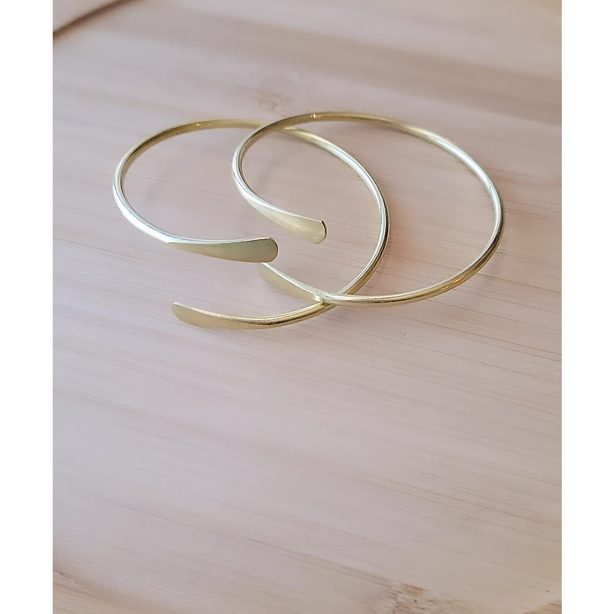 Bead It Wear It Love It 2 Raw Brass Cuff Bracelets Set, African Brass Bangles For Women, Hammered Ends Stacking Bracelets, Boho Tribal Cultural Jewelry (Set Of 2)