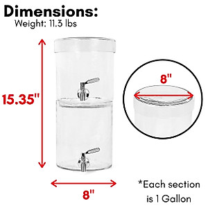 BIRDROCK HOME 2 Gallon Stacking Beverage Dispenser with Lid - Hammered Glass - Stainless Steel Spigot - Decorative Round Jar for Drinks - Lemonade Sangria Tea Water Drink Jar Jug - Home Parties