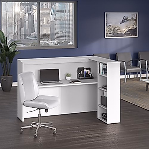 Bush Business Furniture Studio C 72W Reception Desk with Shelves in White