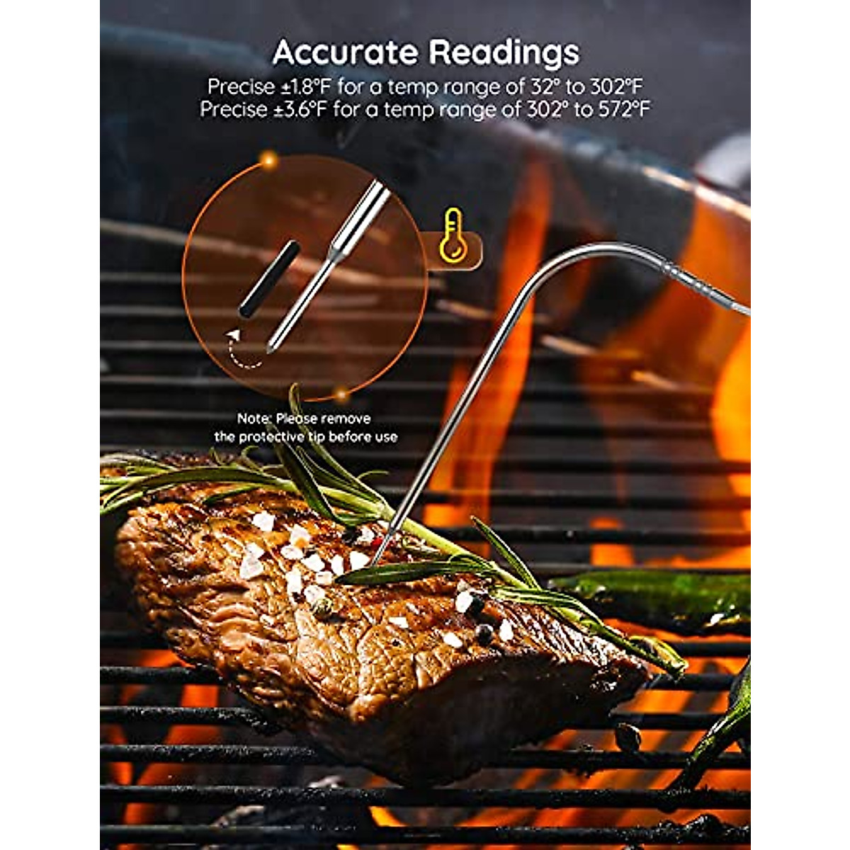 Govee Bluetooth Meat Thermometer, 230ft Range Wireless Grill Thermometer Remote Monitor with Temperature Probe Digital Grilling Thermometer with Smart Alerts for Smoker Cooking BBQ Kitchen Oven