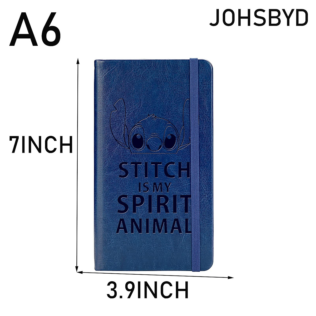 JOHSBYD Stitch Gifts Leather Notebook Lilo & Stitch Journal Notebook for Stitch Lover Gifts Stitch is My Spirit Animal Leather Notebook for Son Daughter (A6 Blue)