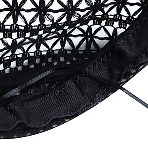 Women Lace Lightweight Beret Floral Hollow Out Hat Breathable French Beret Beanie Hat Cap for Spring Summer, Black