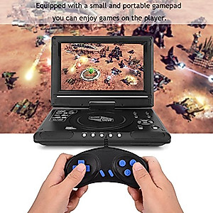 9.8'' Portable DVD Player, HD LCD Swivel Screen DVD Player Mini Game TV Player FM Radio Receiver for Kids Car with AV Input/Output Support SD/USB Compatible with AVI, EVD, DVD, SVCD, VCD, CD etc (US)