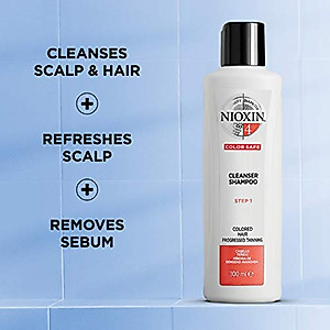 Nioxin System 4 Scalp Cleaning Shampoo and Therapy Conditioner Set for Color Treated Hair with Progressed Thinning