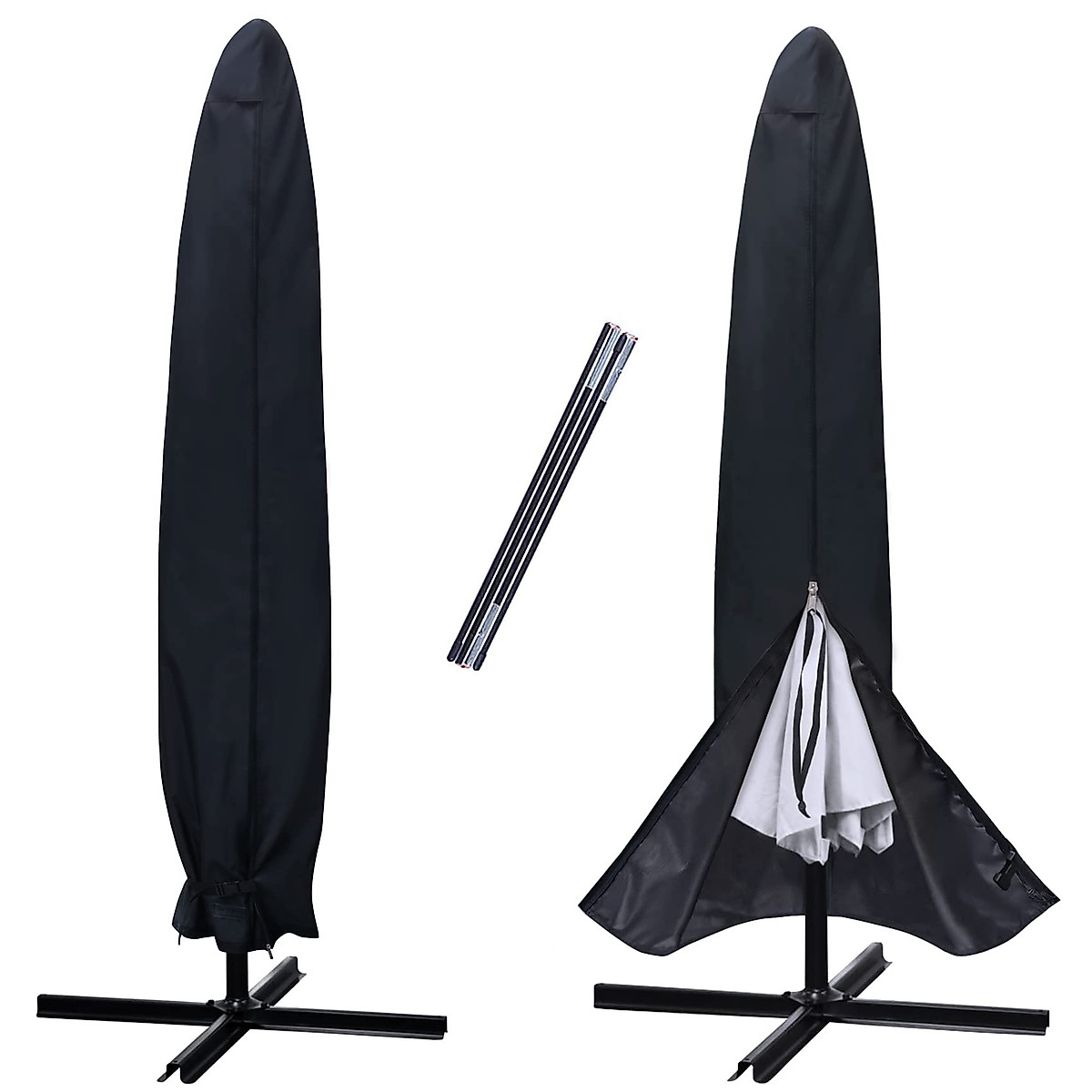 NettyPro Umbrella Cover for 6ft to 9ft Patio Umbrellas, Waterproof and Durable Market Umbrella Parasol Cover with Zipper and Rod, Black