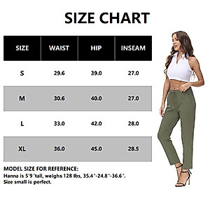 COZZIPLUS Womens Ankle Pant Travel Casual Lounge Pants Stretchy Golf Trousers Pant Business Work Pant with Pockets (Army Green,S)