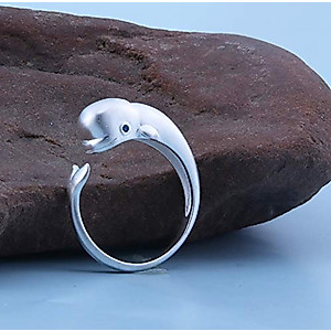 Helen de Lete Beluga White Whale S925 Sterling Silver Adjustable Ring