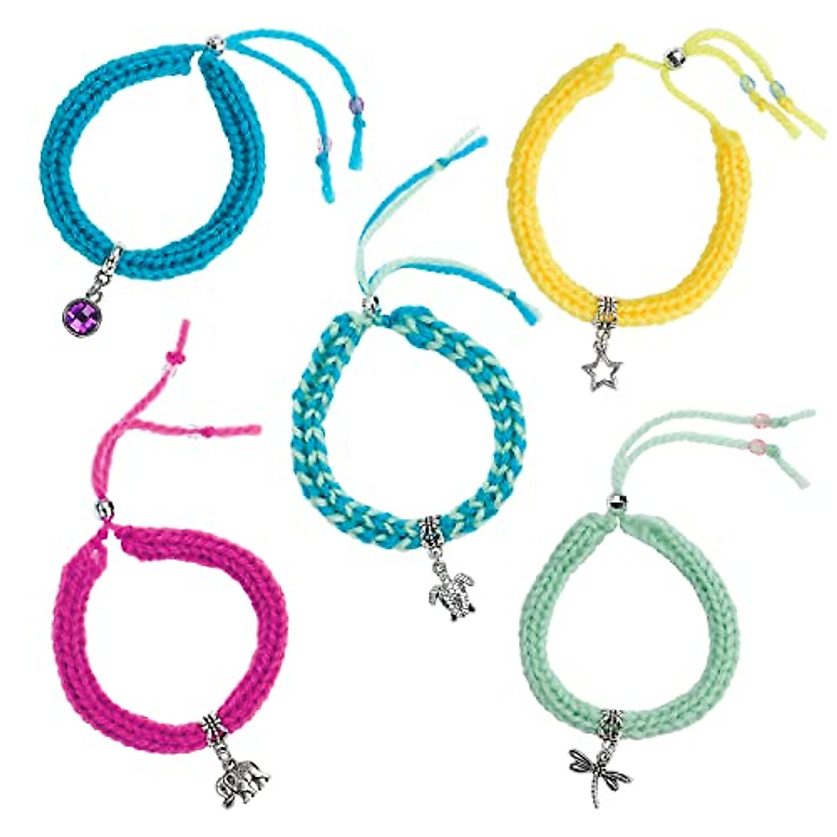 Creativity for Kids Quick Knit Charm Bracelets - Create 10 DIY Friendship Bracelets, Kids Jewelry Making Kit