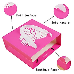 ysmile Small Gift Bag with Tissue Paper for Girl Women Mother Aniversary Birthday Party Baby Shower Valentine 7.8" - Pink Heart